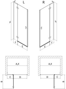 Mexen Mist-H L, 1-křídlé sprchové dveře pravé 110 cm, čiré sklo, chromový profil, 8A5L-110-000-01-00-P