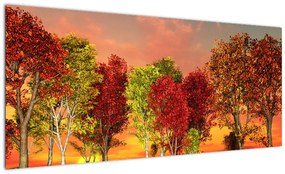 Obraz přírody - barevné stromy (100x40cm)