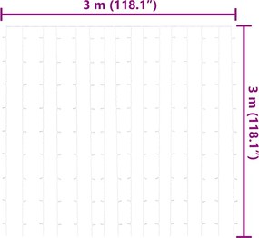 Světelný závěs 3 x 3 m 300 LED diod teplé bílé světlo 8 funkcí 328925