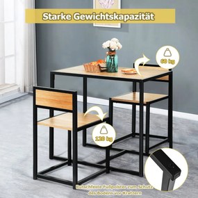 Costway 3 kusový stůl skupina jídelní skupina + 2 židle natural