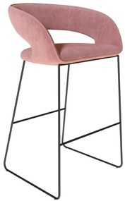OnaDnes -20% Lososová  sametová barová židle Miotto Aventino s kovovou podnoží 75 cm