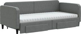 Válenda s přistýlkou a zásuvkami tmavě šedá 90 x 190 cm textil 3196881