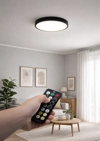 LED Solution Černé přisazené LED svítidlo Plano kulaté 420mm 36W IP44 s pohybovým MW čidlem a DO 76711