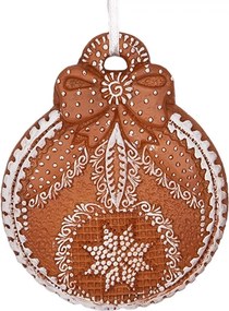 Hnědá vánoční závěsná dekorace perníková koule - 8*2*10 cm