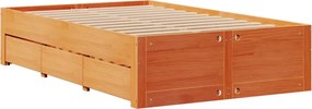 Postel bez matrace se zásuvkami hnědá 135x190 cm masiv borovice 3308821