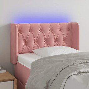 Čelo postele s LED růžové 83 x 16 x 78/88 cm samet