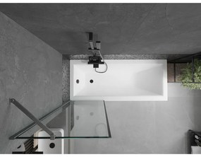Mexen Next, 1-křídlová vanová zástěna 60 x 150 cm, 6mm čiré sklo - černý vzor, ​​broušená grafitová, 895-060-000-00-70-66