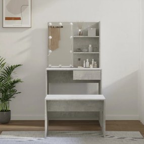 vidaXL Toaletní stolek sada s LED kompozitní dřevo [3114110] Barva: bílá s vysokým leskem
