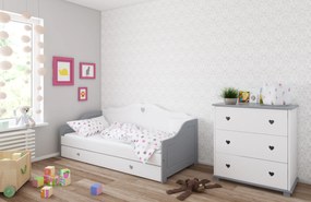 BabyBeds Dětská postel ZUZANA srdíčka Velikost postele: 180x80 cm, Barevné provedení: Bílá, Úložný prostor: Ano, s úložným prostorem Bílá