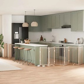 Zábrana pro psy s dvířky skládací 12 panelů 600 cm topol 3155701