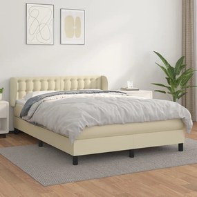 Box spring postel s matrací krémová 140x200 cm umělá kůže 3127315