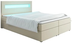 KENIX LOZE 140x200 boxspring postel s LED osvětlením béžová 140 x 115 x 209 cm