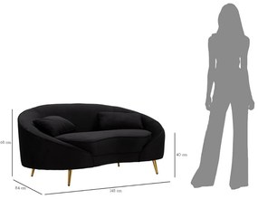 Designová pohovka Yasmeen 148 cm černá / zlatá