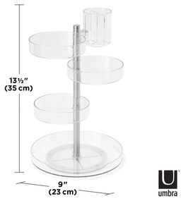 Otočný organizér na kosmetiku Umbra Pirouette | pruhledná, chromová