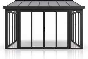 Juskys Zimní zahrada s akrylátovým zasklením Barva: tmavě šedá, Velikost: 425 × 300 cm