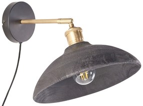 Nástěnná lampa z mangového dřeva černá YERALA Beliani