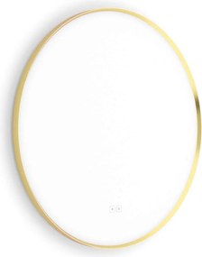 Nimco - Zrcadlo s LED osvětlením, průměr 70 cm, dvěma dotykovými senzory, kartáčovaná zlatá ZPZ 61001RVX-Z