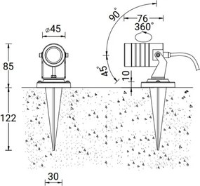 LGM UT-50562-W30-01 Reflektorové svítidlo UTAH 2 se zápichem LED 4W 160lm 3000K 24V IP65 černá RAL9011 - LIGMAN