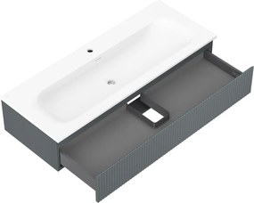 Mexen Rivel, koupelnová skříňka 120 cm s umyvadlem Vela, 1 zásuvka, drážkovaná, grafitová matná/bílá matná, 91A20-12023-1-BF66-W23M0