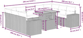 10dílná zahradní sedací souprava s poduškami černá polyratan 3272777