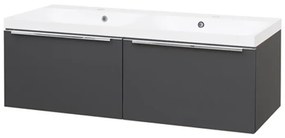 Mereo Mailo, koupelnová skříňka s umyvadlem z litého mramoru 121 cm, bílá, dub, antracit Mailo, koupelnová skříňka s umyvadlem z litého mramoru 121 c…
