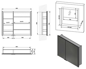 Sapho, INTEGRA zápustná galerka s LED osvětlením, 85x70cm, IN085