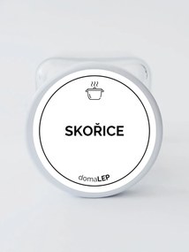 Samolepka na kořenky SKOŘICE bílá 5 cm tučné písmo