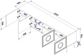 Televizní stolek Palazzo 200 cm černý/dub craft