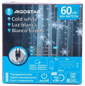 Aigostar - LED Ven. ván. řetěz 120xLED/6W/230V/8 funkcí 3x0,7m IP44 stud bílá+DO