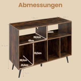 Costway 3 Řadový stojan na gramofon s nabíjecí stanicí a vinylovými úložnými