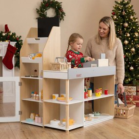 Costway Dětský supermarketový dřevěný obchod pro dívky a chlapce od 3 s tabulí