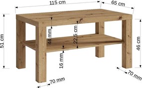 ADRK Furniture Konferenční stolek SVEN 115x65 CT-Sve-ART+BM-H075