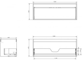 Mexen Box-A, závěsná skříňka 120 cm, 1 zásuvka, ořech, 91AX0-1200-470-1-86