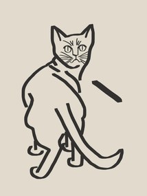 Ilustrace Line Art Cat Drawing 5, Little Dean, (30 x 40 cm)