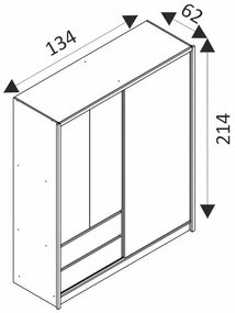 PIASKI SKŘÍNĚ Šatní skříň - SARA 130, matná bílá