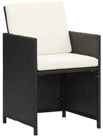 Zahradní židle 2 ks s poduškami a polštáři polyratan černé,  42559