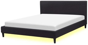 Černá čalouněná postel s LED osvětlením 160 x 200 cm FITOU Beliani