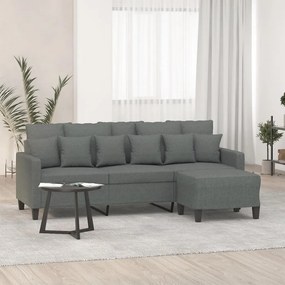 3místná pohovka s podnožkou tmavě šedá 180 cm textil 3201090