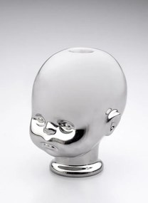 Svícen Little Joseph SILVER - QUBUS, stříbrný, porcelán