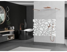 Mexen Kioto, sprchová zástěna Walk-In 110 x 200 cm, 8mm čiré sklo bílý vzor, ​​měděný matný profil, 800-110-002-65-85