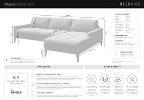 MUZZA Rohová pohovka musso tufted 248 cm antracit levá