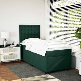 Box spring postel s matrací tmavě zelená 90x200 cm samet 3293125