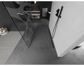 Mexen Kioto, sprchová zástěna Walk-In 120 x 200 cm, 8mm čiré sklo bílý vzor, ​​grafitový profil, 800-120-002-66-97