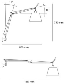 Artemide 0947020A+A025150 Tolomeo basculante parette, nástěnná lampa s vypínačem, satinové stínítko, 1x70W E27, max. výška 111cm