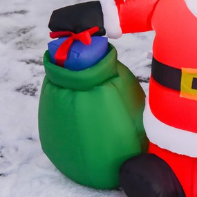 HOMCOM Vánoční dekorace Nafukovatelný Santa Claus venkovní vánoční dekorace, včetně ventilátoru, 1,2 m, červená + bílá
