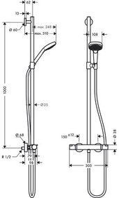 Hansgrohe Croma Select E SemiPipe Multi s termostatem 27248400