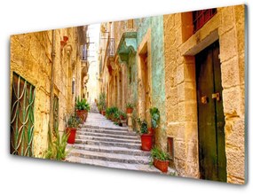 akrylový obraz Staré Město Cesta Domy 125x50 cm