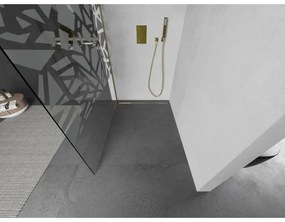 Mexen Kioto, sprchová zástěna Walk-In 120 x 200 cm, 8mm čiré sklo bílý vzor, ​​zlatý matný profil, 800-120-101-55-85