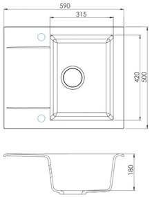 ALVEUS 1149116 - Kuchyňský dřez GEM 59x50 cm granit/černá