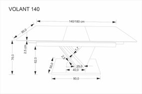 Rozkládací jídelní stůl Volant 140/180 cm dub zlatý/černý mramor